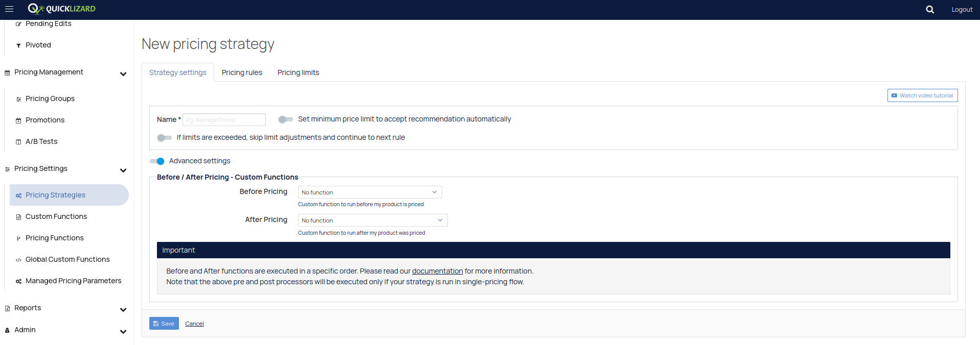 Product Pricing Flow – Quicklizard