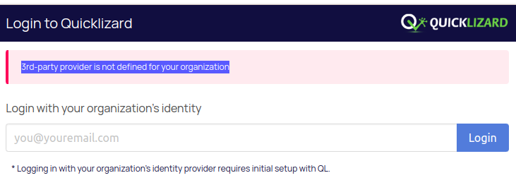 Login issues – Quicklizard